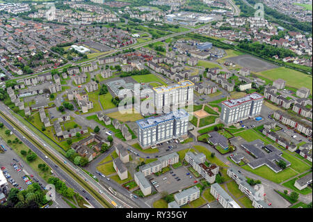 Aerial view of housing estate at Wester Hailes in Edinburgh, Scotland ...