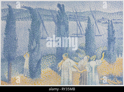 *The Promenade* by Henri Edmond Cross is a landscape painting that ...