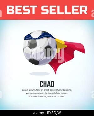 Soccer ball with the Chad flag, football sport equipment. Vector ...