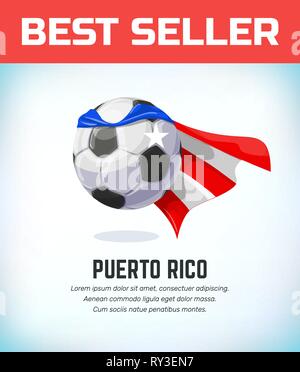 Puerto Rico flag soccer ball in net. Vector sport illustration Stock ...