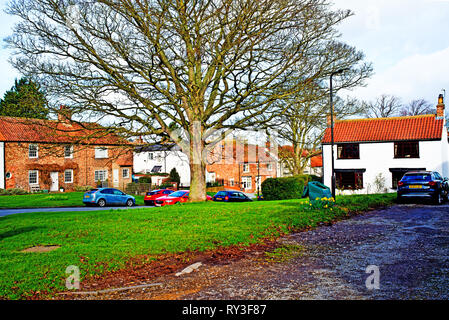 Cottages,North End, Hutton Rudby, North Yorkshire, England Stock Photo ...