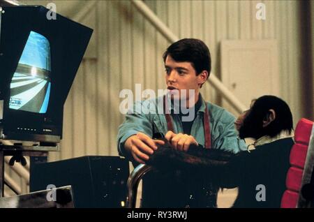 MATTHEW BRODERICK, CHIMPANZEE, PROJECT X, 1987 Stock Photo - Alamy