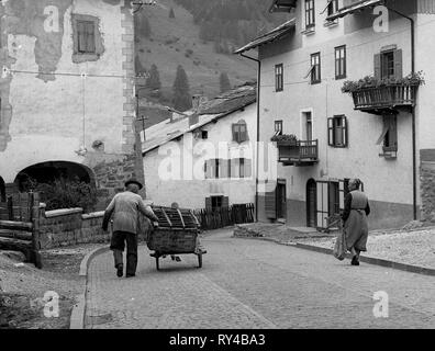 Alpine farmer in village near Monte Pana, South Tyrol, Italy 1930s ...