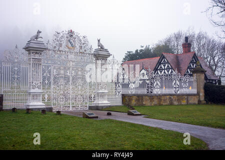 The gates at Chirk Castle near Wrexham Wales UK Stock Photo - Alamy