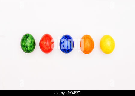 Set Of Multi Colored Easter Eggs On White Background Stock Photo - Alamy