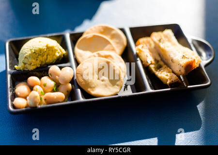 Traditional maltese appetizer platter set of eggplant pate,white beans ...