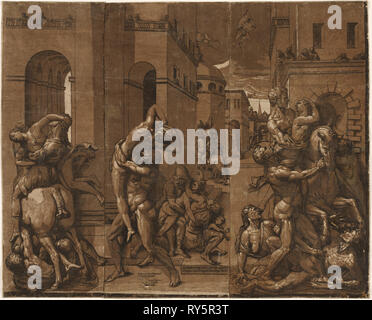 The Abduction of the Sabine Women - by Andrea Andreani in 1585 Stock ...