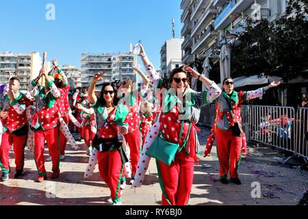 Athens, Greece. 10th Mar, 2019. A modern clown chariot with ...
