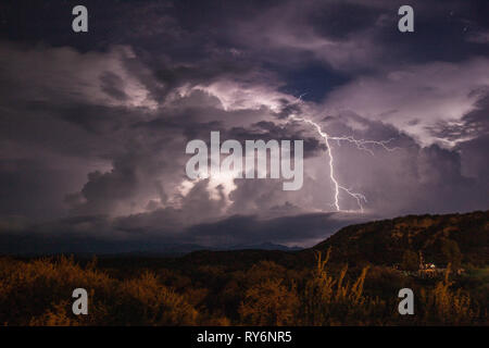 Thunderstorm clouds (cumulonimbus) over the Mexican Federal Highway 135 ...