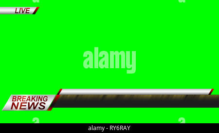 News Broadcast Lower Third Blank on Green Screen Stock Photo - Alamy