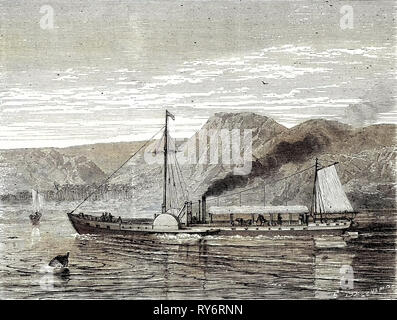 Engraving of Robert Fulton's Clermont. Robert Fulton (1765-1815) was an ...