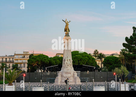 Morning view of the beautiful Centenary Monument statue at Nice, France ...