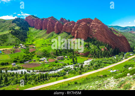 Jeti Oguz Resort Landscape with Seven Bulls Rock Formation and Terskey ...