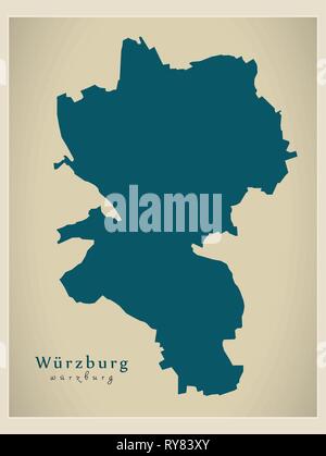 Modern City Map - Wurzburg city of Germany with boroughs and titles DE ...