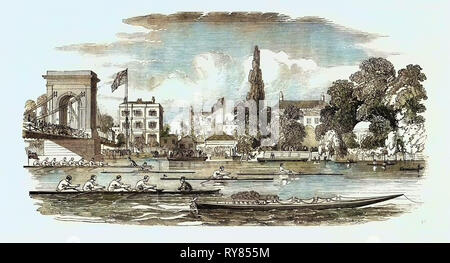 THAMES WATERMEN'S REGATTA, THE CHANCELLOR'S," NEAR HAMMERSMITH BRIDGE ...