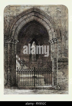 The Grave of Scott in Dryburgh Abbey, 1871. Scottish writer '...Sir ...
