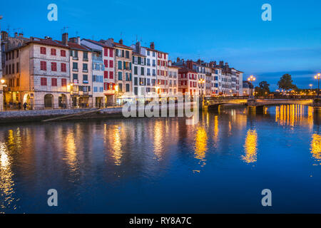 Quai Augustin Chaho and Nive River. Bayonne City. Bayona. Baiona ...