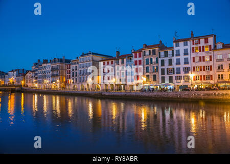 Quai Augustin Chaho and Nive River. Bayonne City. Bayona. Baiona ...