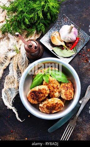 fried cutlets, chicken cutlets in metal bowl Stock Photo - Alamy