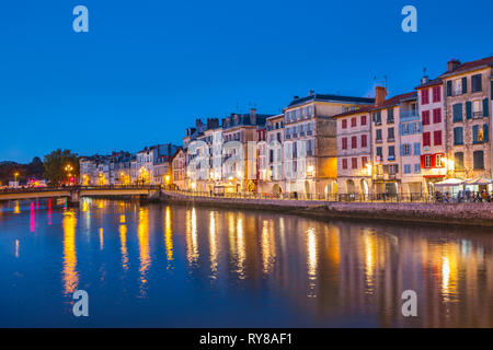Quai Augustin Chaho and Nive River. Bayonne City. Bayona. Baiona ...