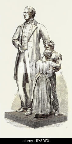 Statue of Richard Oastler at Bradford, 1869. 'A monument in honour of ...