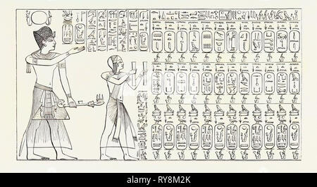 TABLET OF KINGS AT ABYDOS. Egypt, engraving 1879 Stock Photo - Alamy