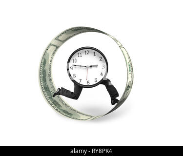 Clock with human legs running, isolated on white background Stock Photo ...