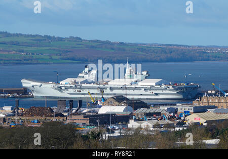 11 March, 2019. Royal Navy HMS Prince of Wales aircraft Carrier under ...