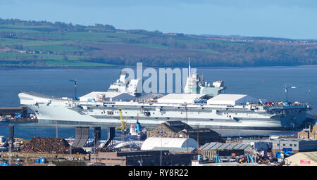 11 March, 2019. Royal Navy HMS Prince of Wales aircraft Carrier under ...
