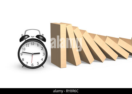 Dominoes with alarm clock, isolated on white Stock Photo - Alamy