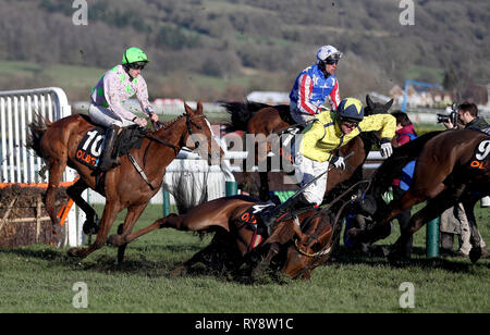 Champayne Lady ridden by jockey Donagh Meyler goes down in the OLBG ...