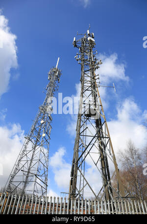 Mobile phone masts in the UK. Cell tower antennas for mobile network ...