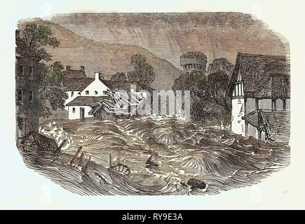 GREAT FLOOD AT BRECON, SOUTH WALES, JULY 9, 1853, UK, britain, british ...