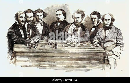 CHESS CELEBRITIES AT THE LATE CHESS MEETING, JULY 14, 1855 Stock Photo ...