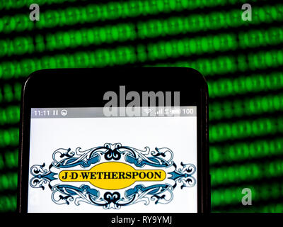 J D Wetherspoon plc company logo seen displayed on smart phone Stock ...
