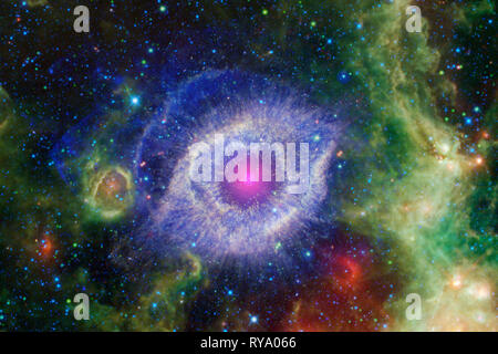 Cosmic landscape, colorful science fiction wallpaper with endless outer ...