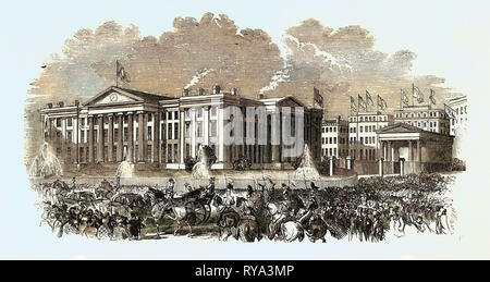 THE ROYAL PROCESSION PASSING THE INFIRMARY AT MARCHESTER, UK, 1851 ...