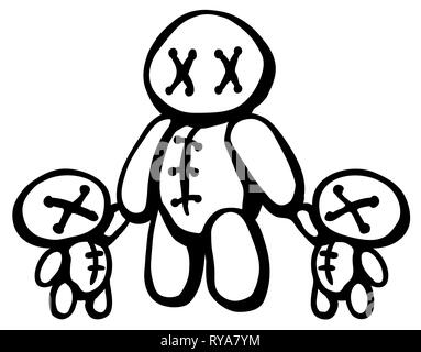 Voodoo doll stencil black, vector illustration, vertical, isolated ...