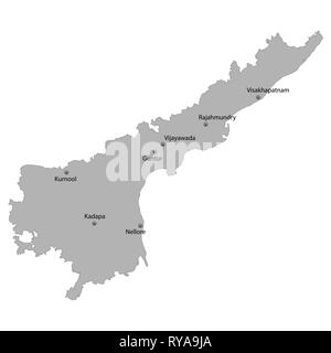 Nellore district (Andhra Pradesh State, Republic of India) map vector ...