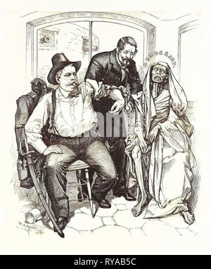 Early blood transfusion. Historical artwork of the English physiologist ...