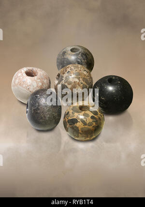 Neolithic round stone weaving loom weights. 6000 BC. Catalhoyuk ...
