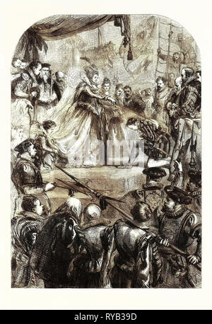 Queen Elizabeth I knighting Sir Francis Drake on board The Golden Hind ...