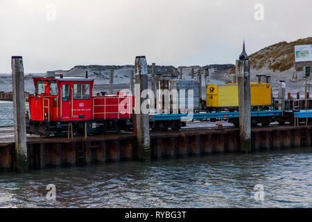 Ostfriesland, island Wangerooge, ferry port, island railway, brings the ...