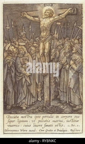 Christ with His Cross, Hieronymus Wierix, 1563 - Before 1619 print Christ wears his cross on his ...