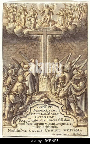 Followers of Christ, A procession of men, each with a cross on their back, walks towards the ...