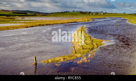 River Medwin near Carnwath in South Lanarkshire burst it's banks and ...