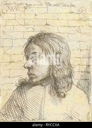 Bust of a young man, to the left, Nicolaes van Haeften, 1695 print ...