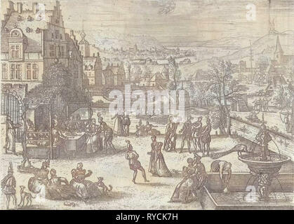 Pieter Van der Borcht The pair of schoolmaster. etching 1559 , 1559 Stock Photo - Alamy