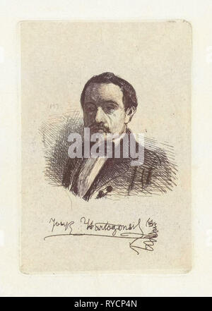 Self -portrait of Joseph Hartogensis, Joseph Hartogensis, 1857 print ...