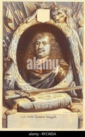 Portrait of Carl Gustaf Wrangel, Nicolas Pitau (I), 1644 - 1671 print ...
